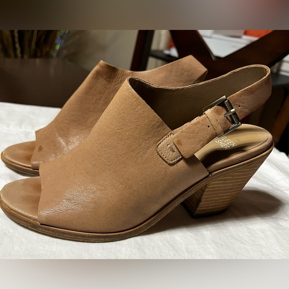 Eileen Fisher | Shoes | Tan Leather Womens Heeled Sandals | Poshmark